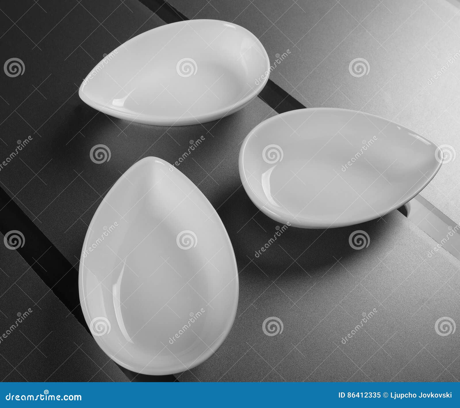 Set of Three Deep Porcelain Bowls. Top View Stock Image - Image of ...