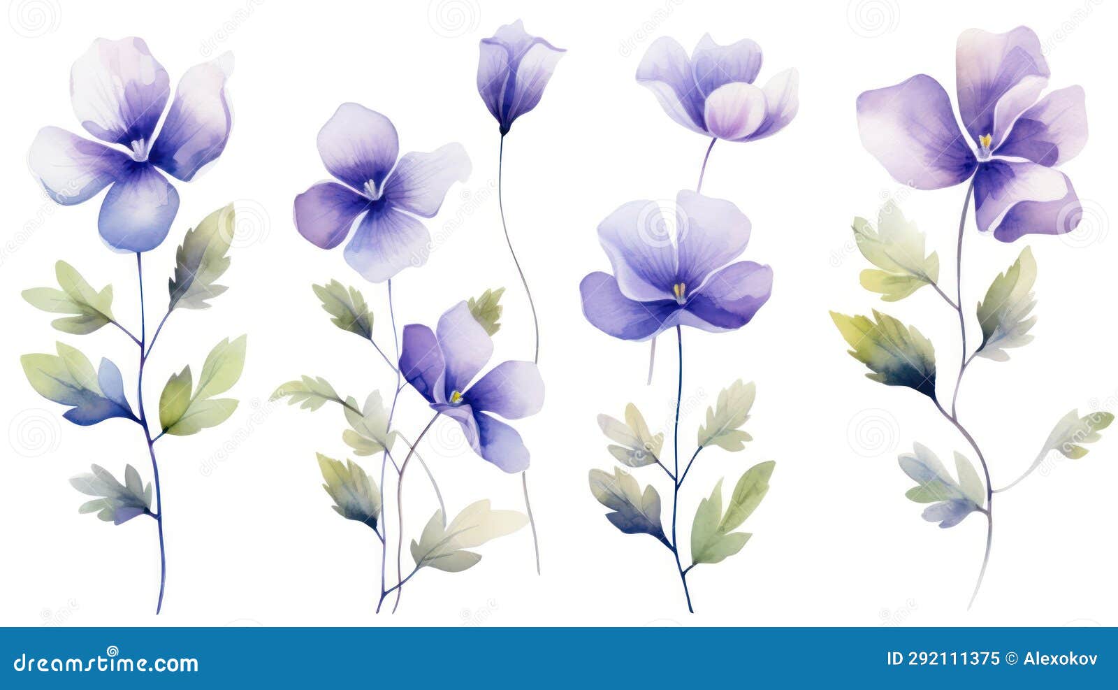 Set of Three Delicate Watercolor Violet Petals AI Generated Stock ...