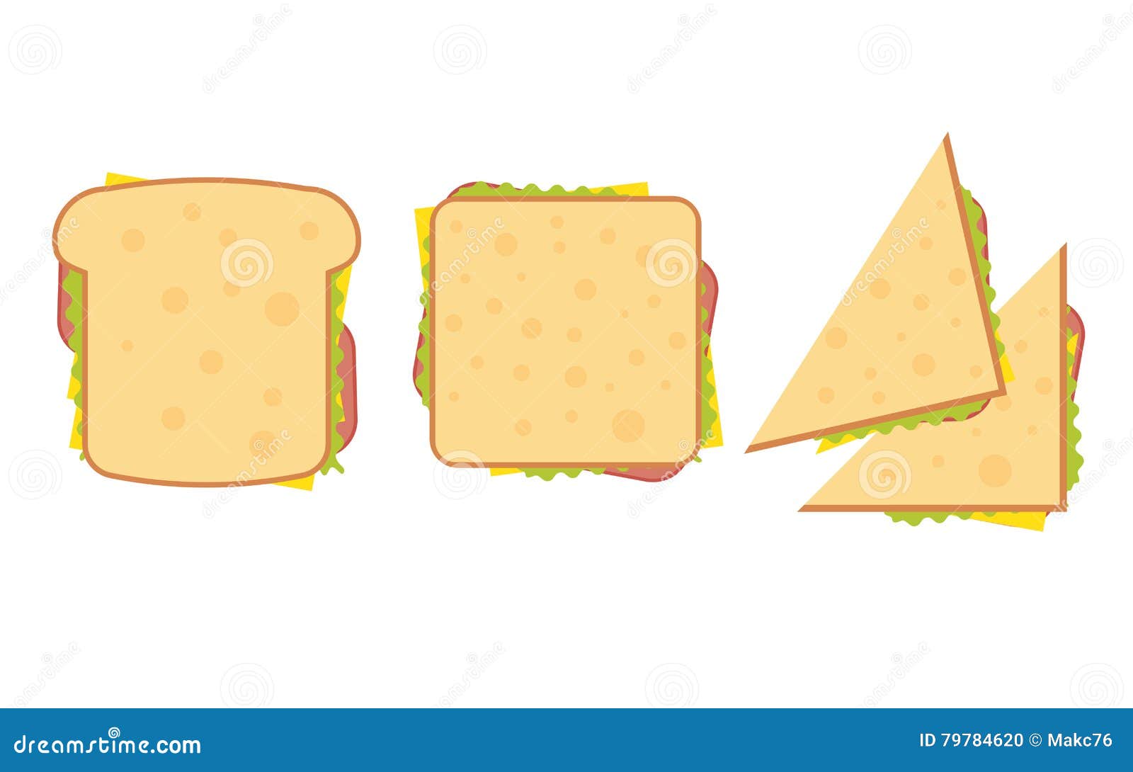 Set of Three Delicious Sandwich Stock Vector - Illustration of american ...