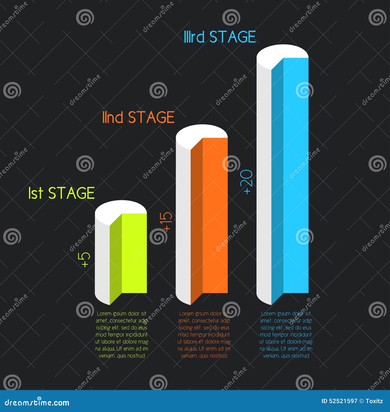 A Set of Three Diagrams Round Bars. Stock Vector - Illustration of ...