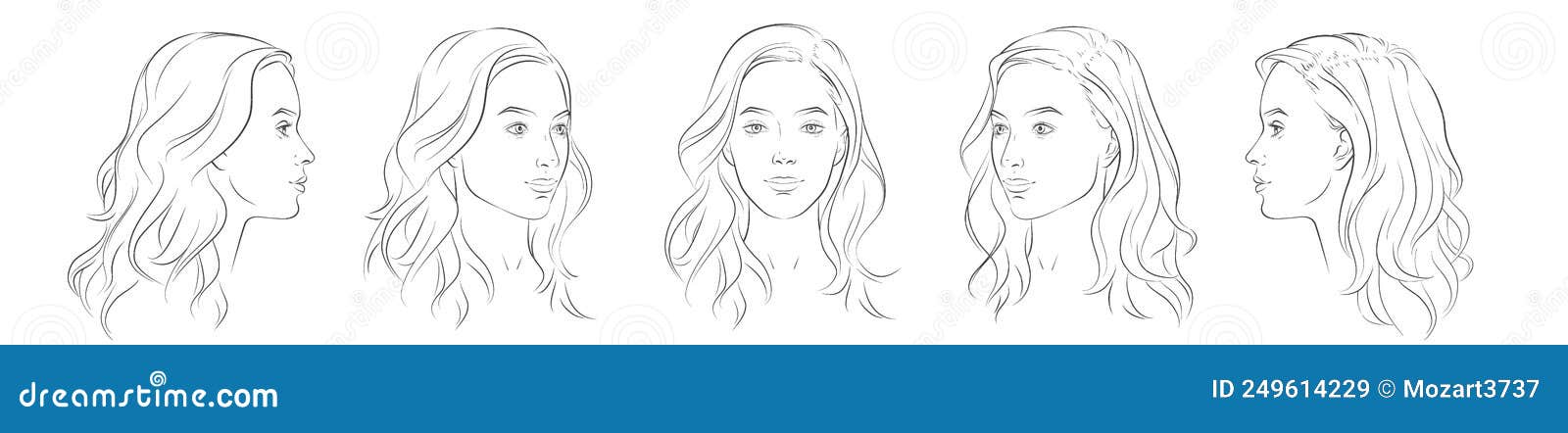 Set of Three Different Angles. Different View Front, Profile, Three ...