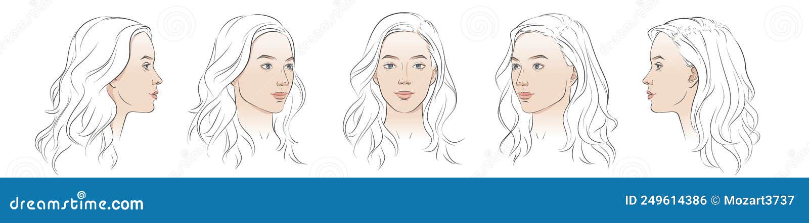 Set of Three Different Angles. Different View Front, Profile, Three ...