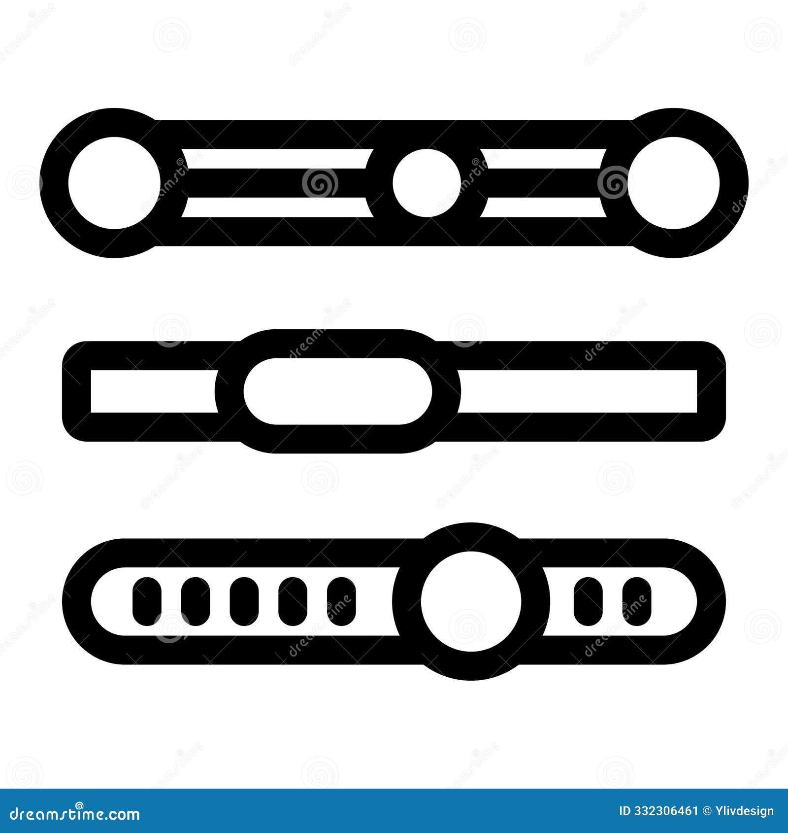 Set of Three Different Sliders Showing Progress on White Background ...