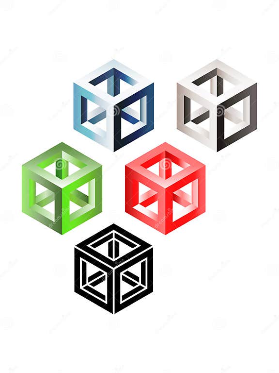 Set of Three-dimensional Cubes Stock Vector - Illustration of element ...