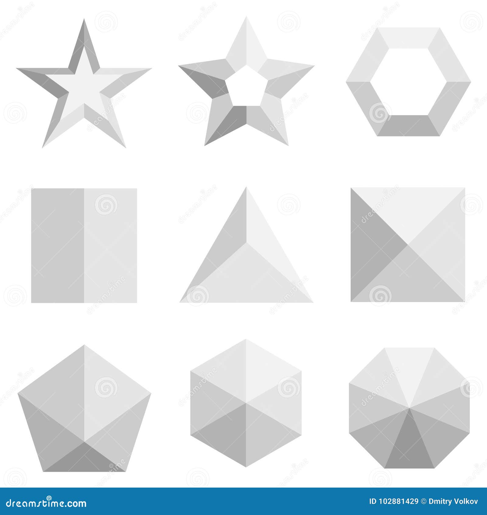 A Set of Three-dimensional Geometric Shapes in Gray. Top View on ...