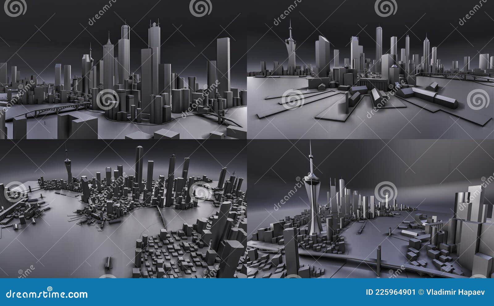 Set Three-dimensional Landscape of the Modern City. the Huge Layout of ...
