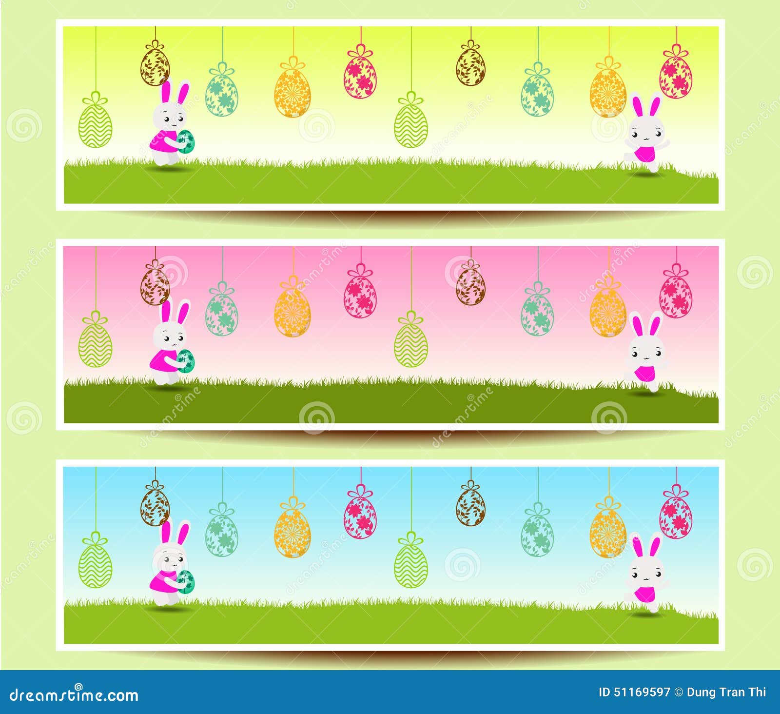 Set of Three Easter Banners Stock Vector - Illustration of frame ...