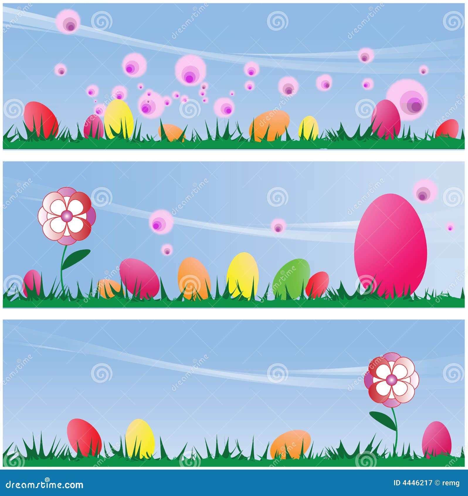 Set of Three Easter Scenes Backgrounds Stock Illustration ...