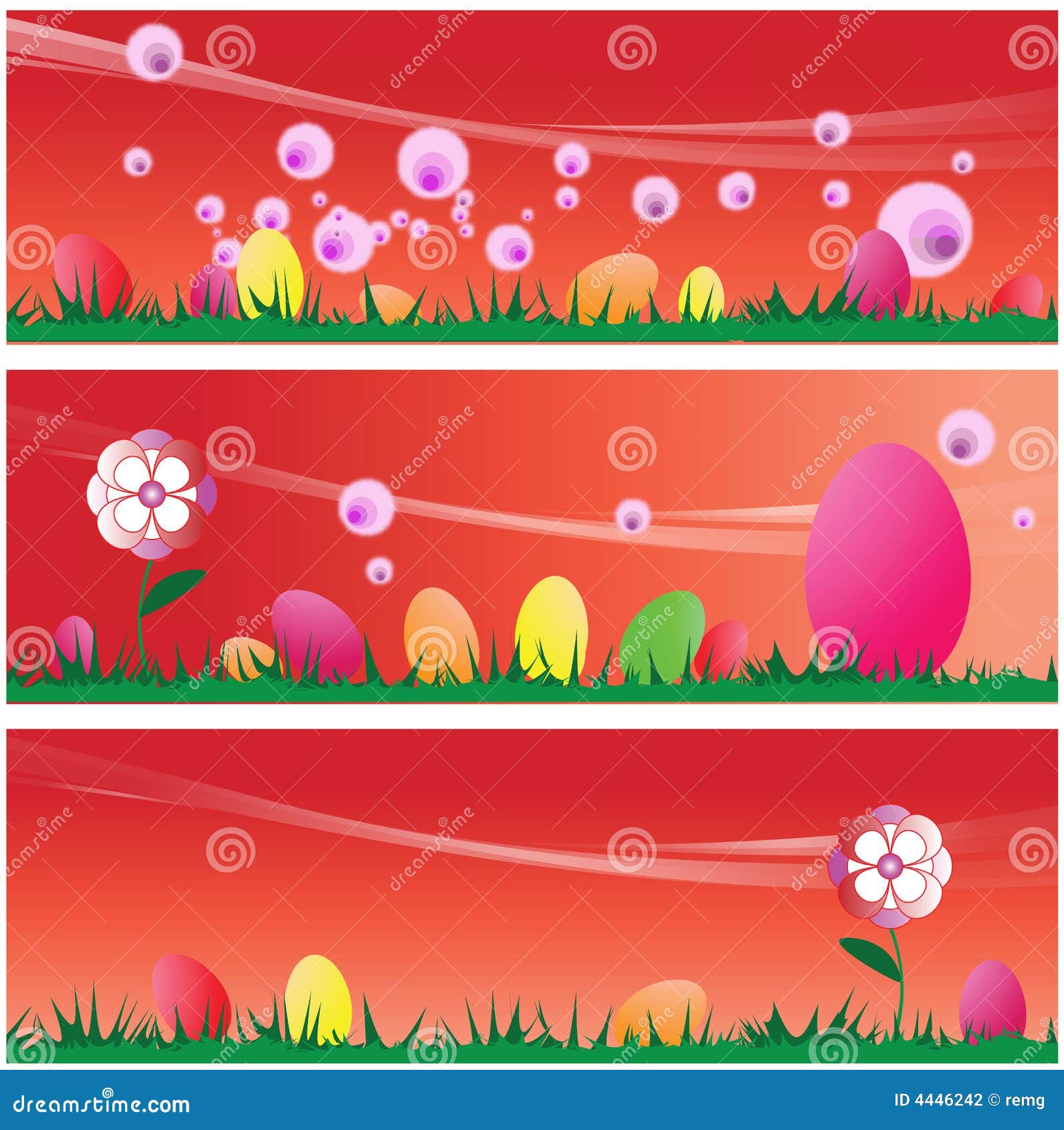 Set of Three Easter Scenes Backgrounds Stock Illustration ...