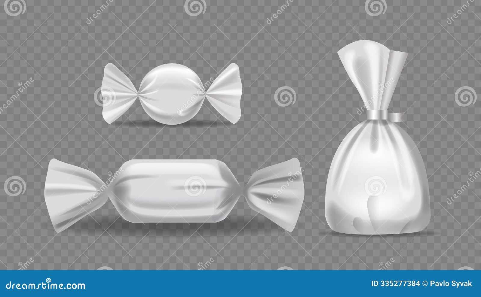 Set of Three Empty Candy Packaging on Transparent Background. Realistic ...