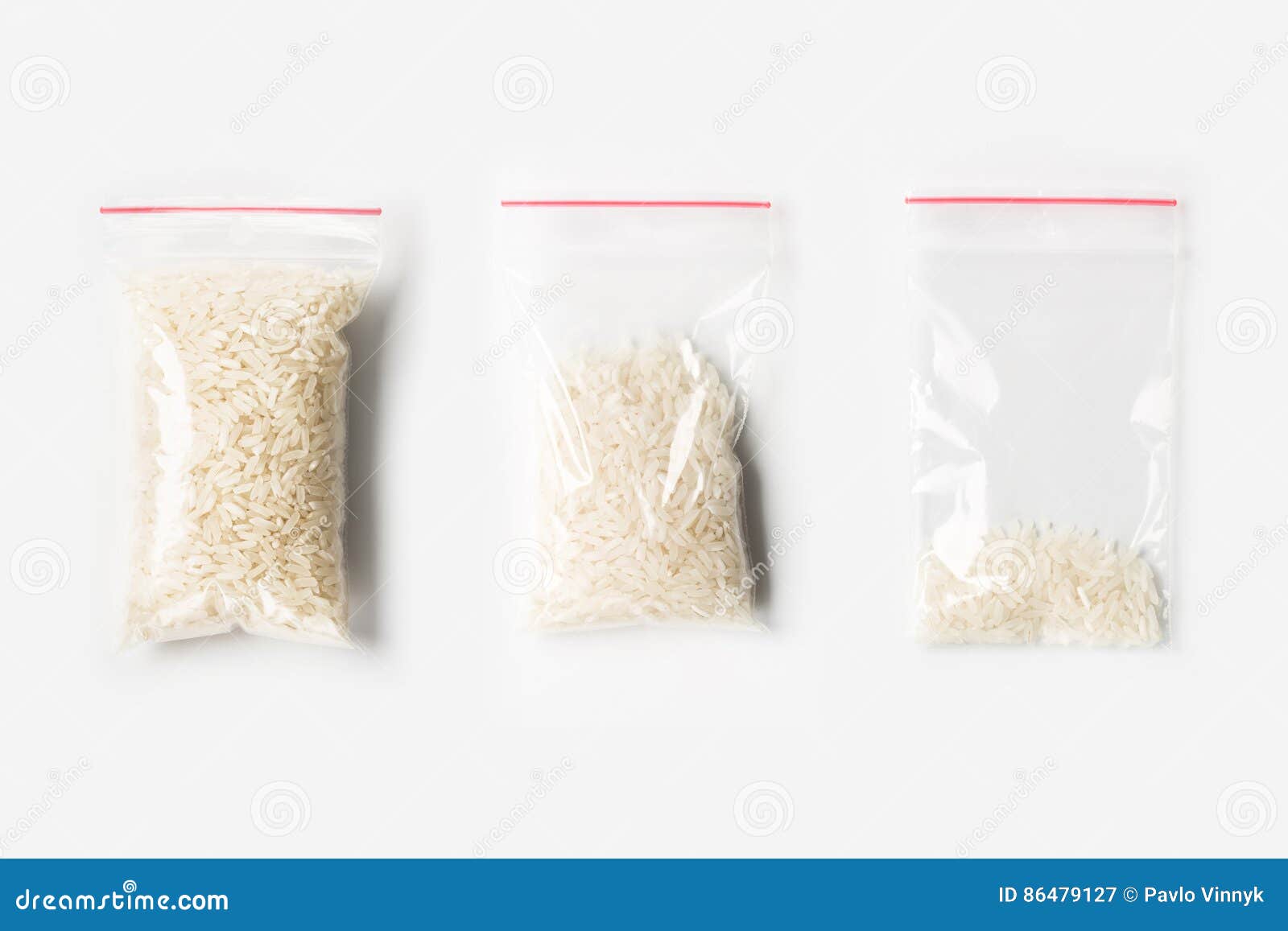 Set of Three EMPTY, HALF and FULL Plastic Transparent Zipper Bag with ...