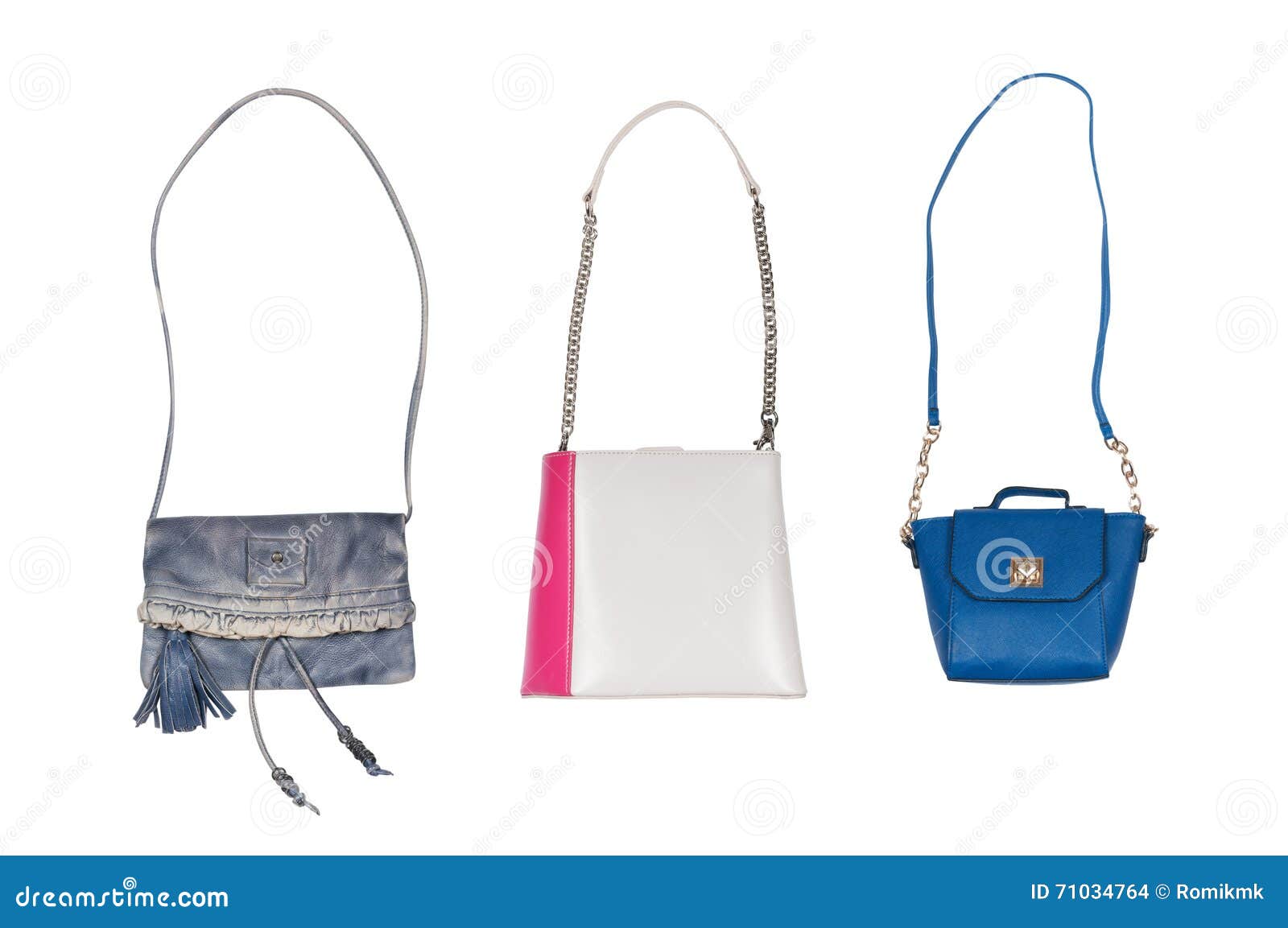 Set of three female bags stock photo. Image of blue, trendy - 71034764