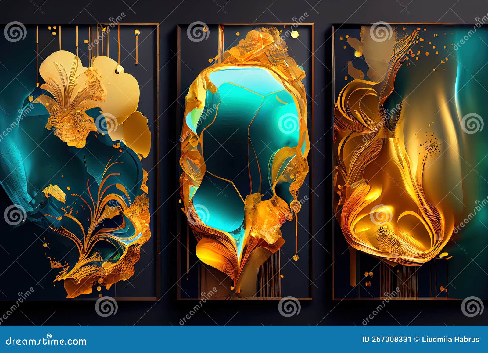 Set of Three Fire Abstraction Banners. Generative AI Stock Illustration ...