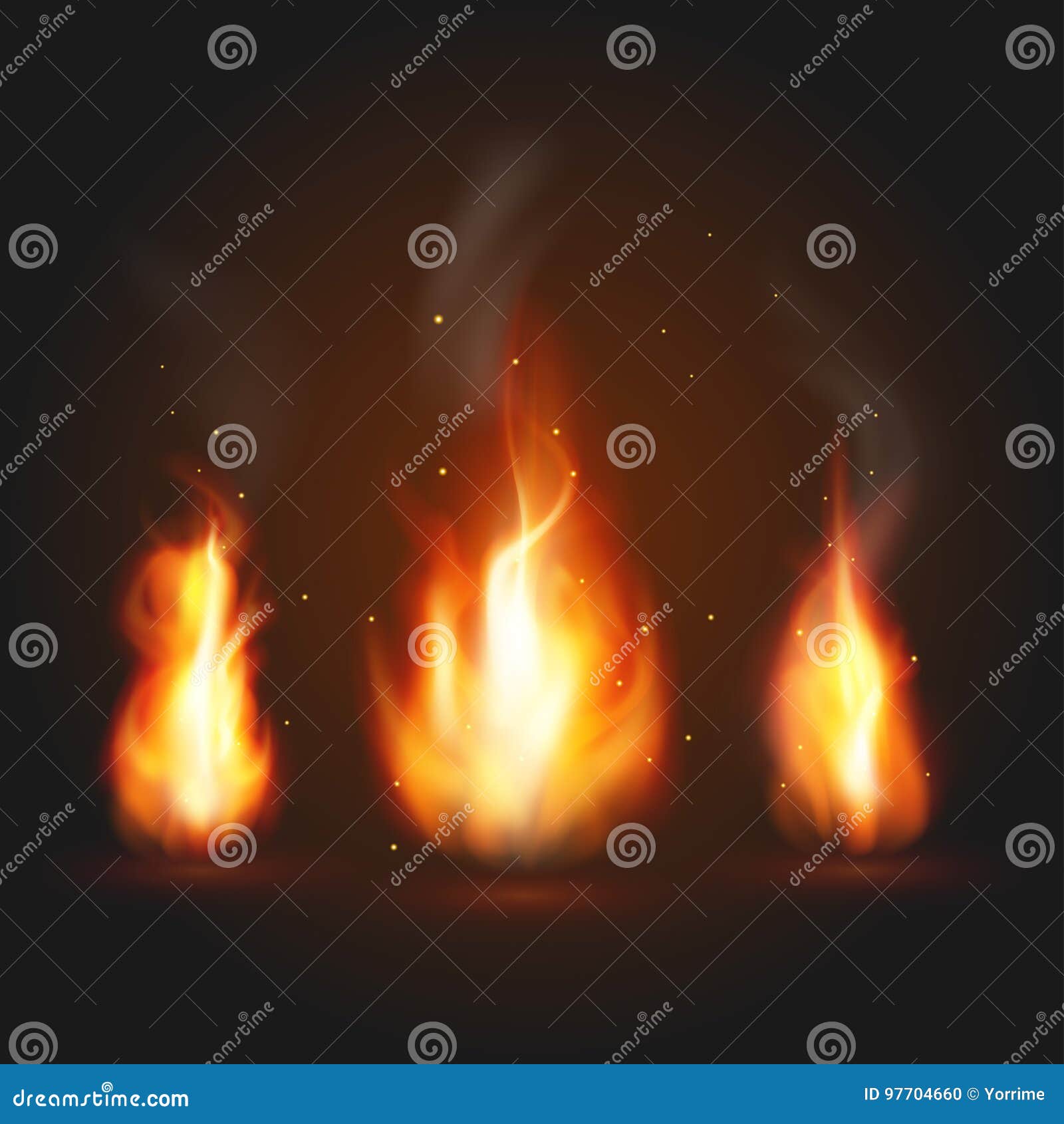 Set of Three Fire Illustration. Stock Vector - Illustration of ignite ...