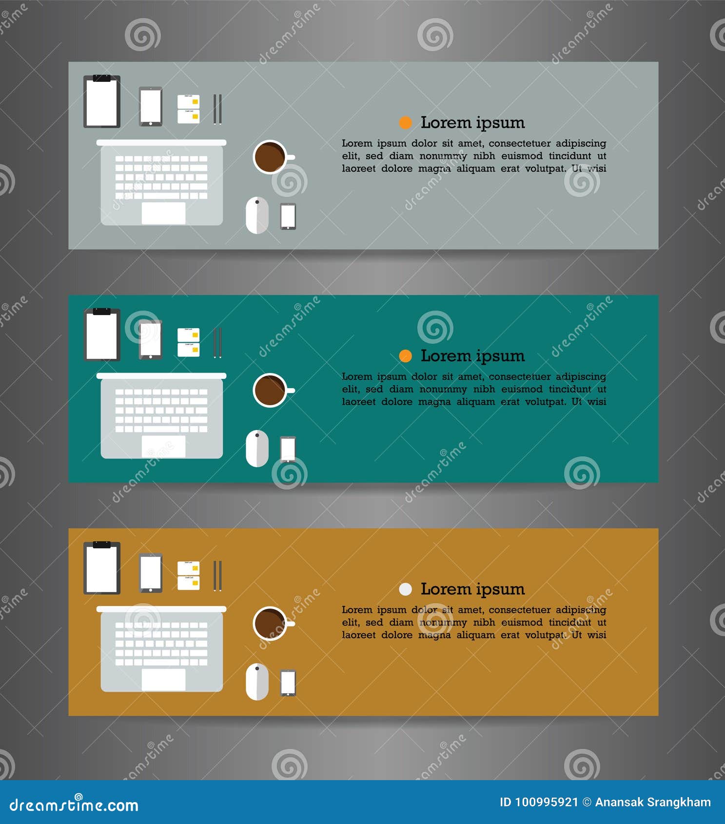 Set Three Flat Computer Banner Texture. Vector Banner Background Stock ...