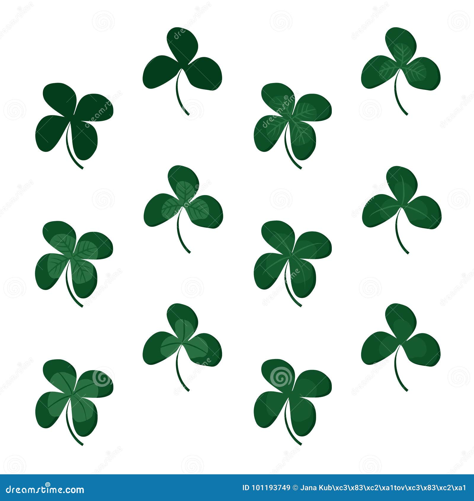 Set of Three and Four Leaf Clovers Stock Vector - Illustration of ...