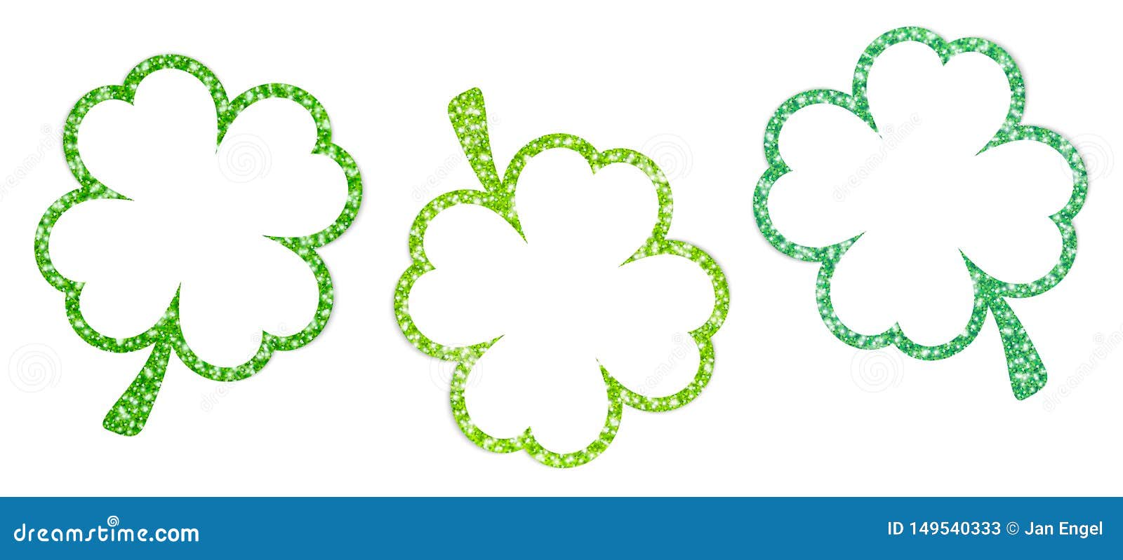 Set of Three Framed Shamrocks Sparkling Green Stock Vector ...