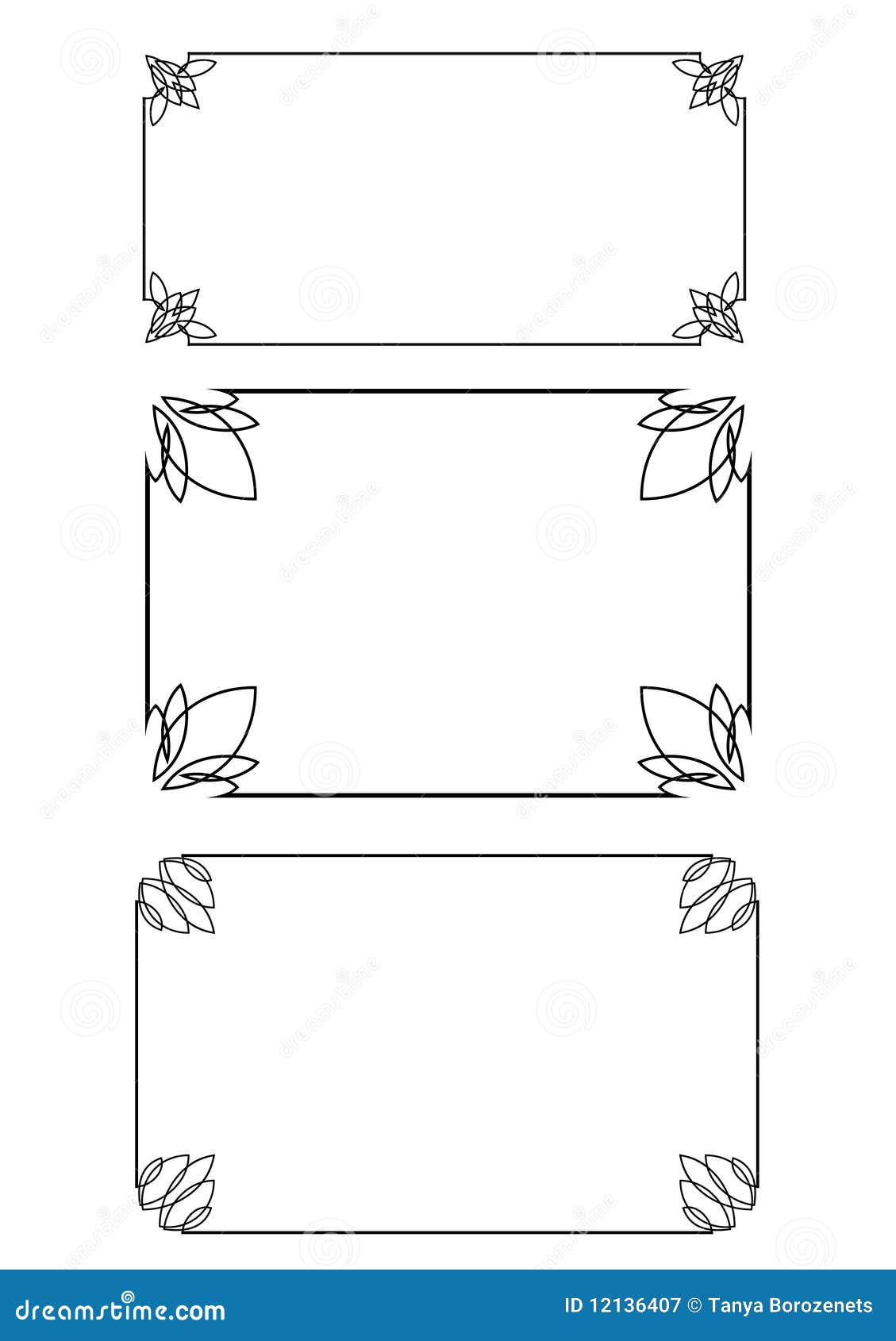 Set of three frames stock vector. Illustration of black - 12136407