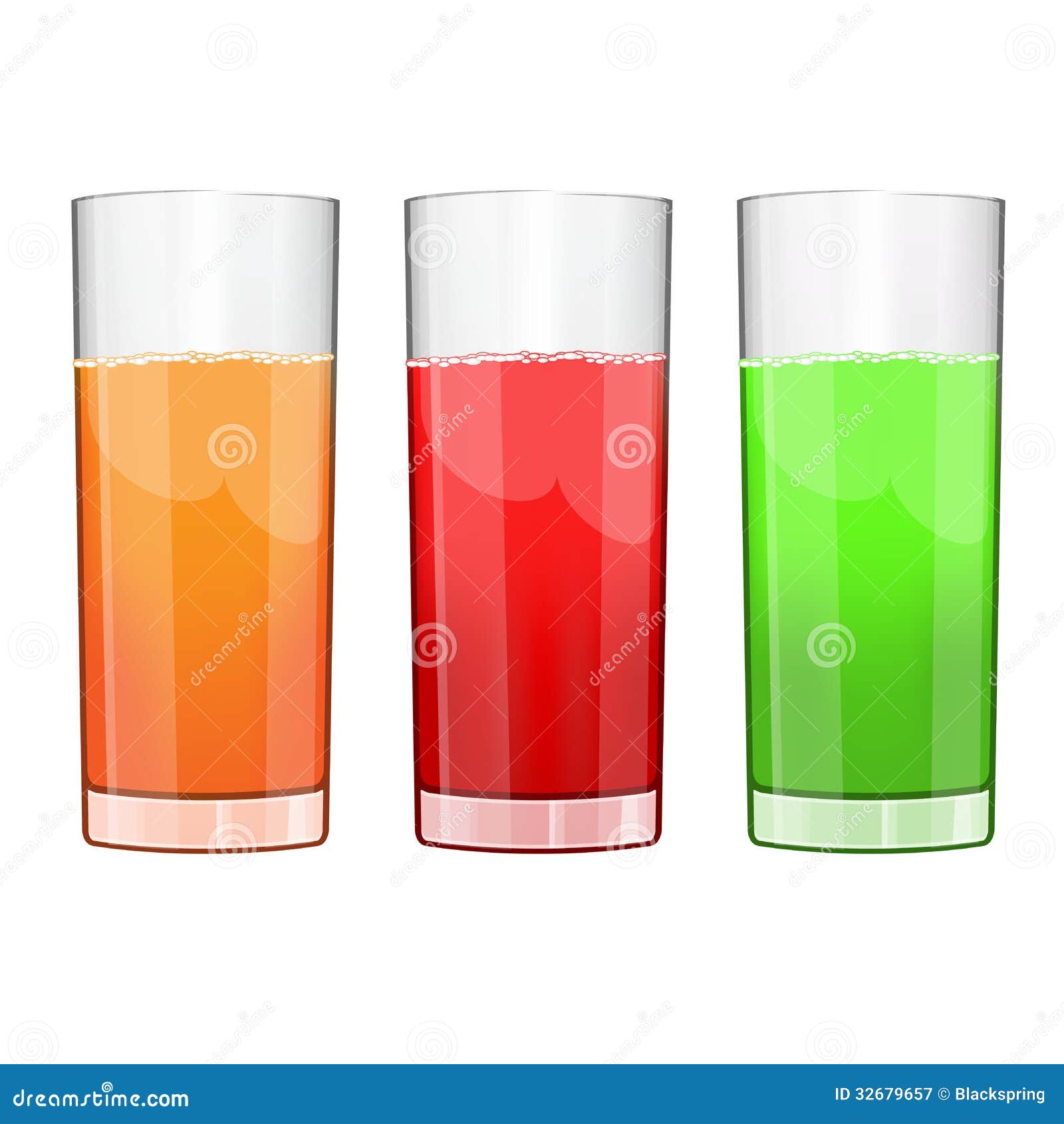 Set of Three Glasses of Juice Stock Vector - Illustration of beverage ...