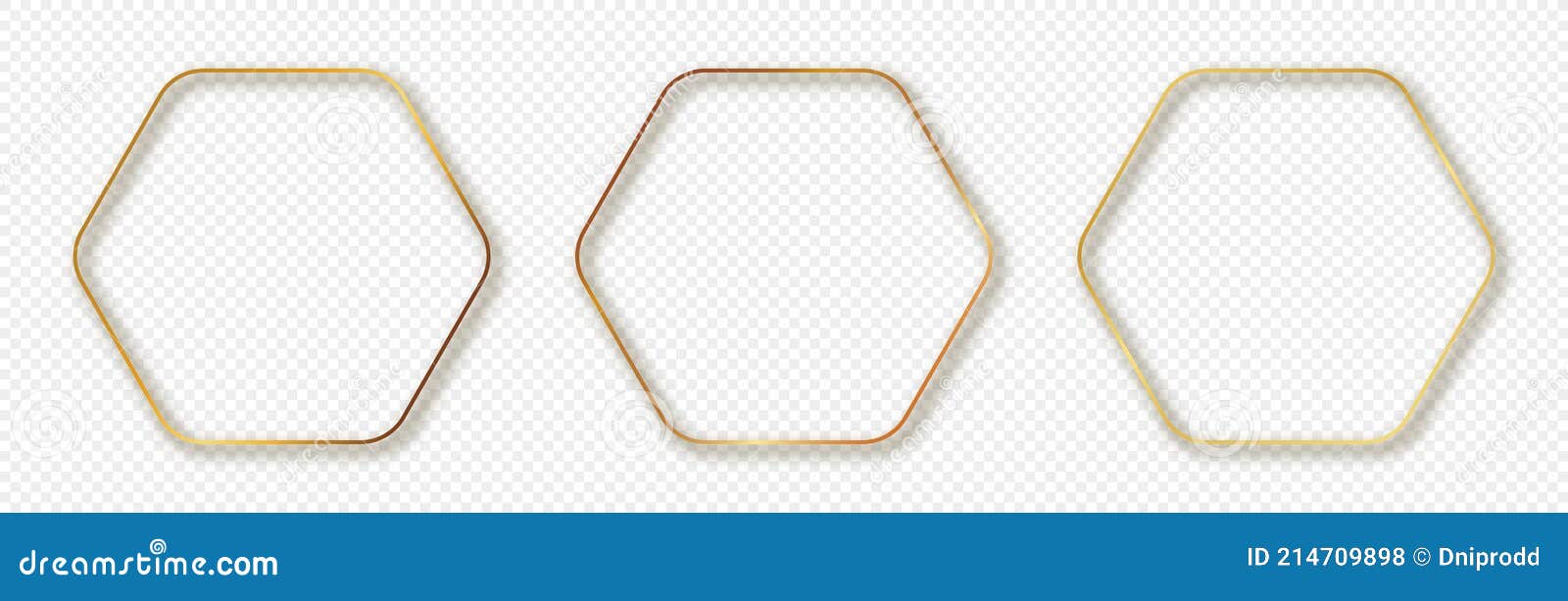 Gold Glowing Rounded Hexagon Frame Stock Vector - Illustration of glow ...