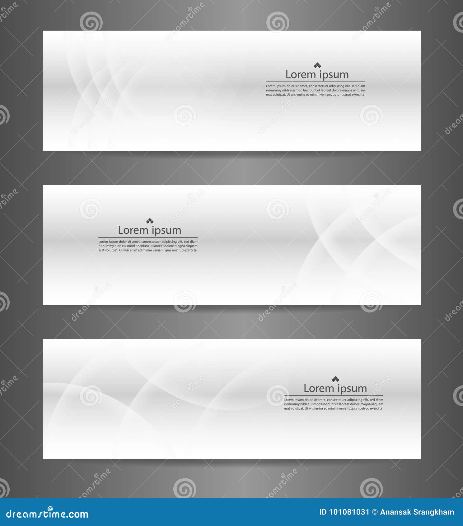 Set Three Gray Abstract Modern Banner Texture Stock Illustration ...