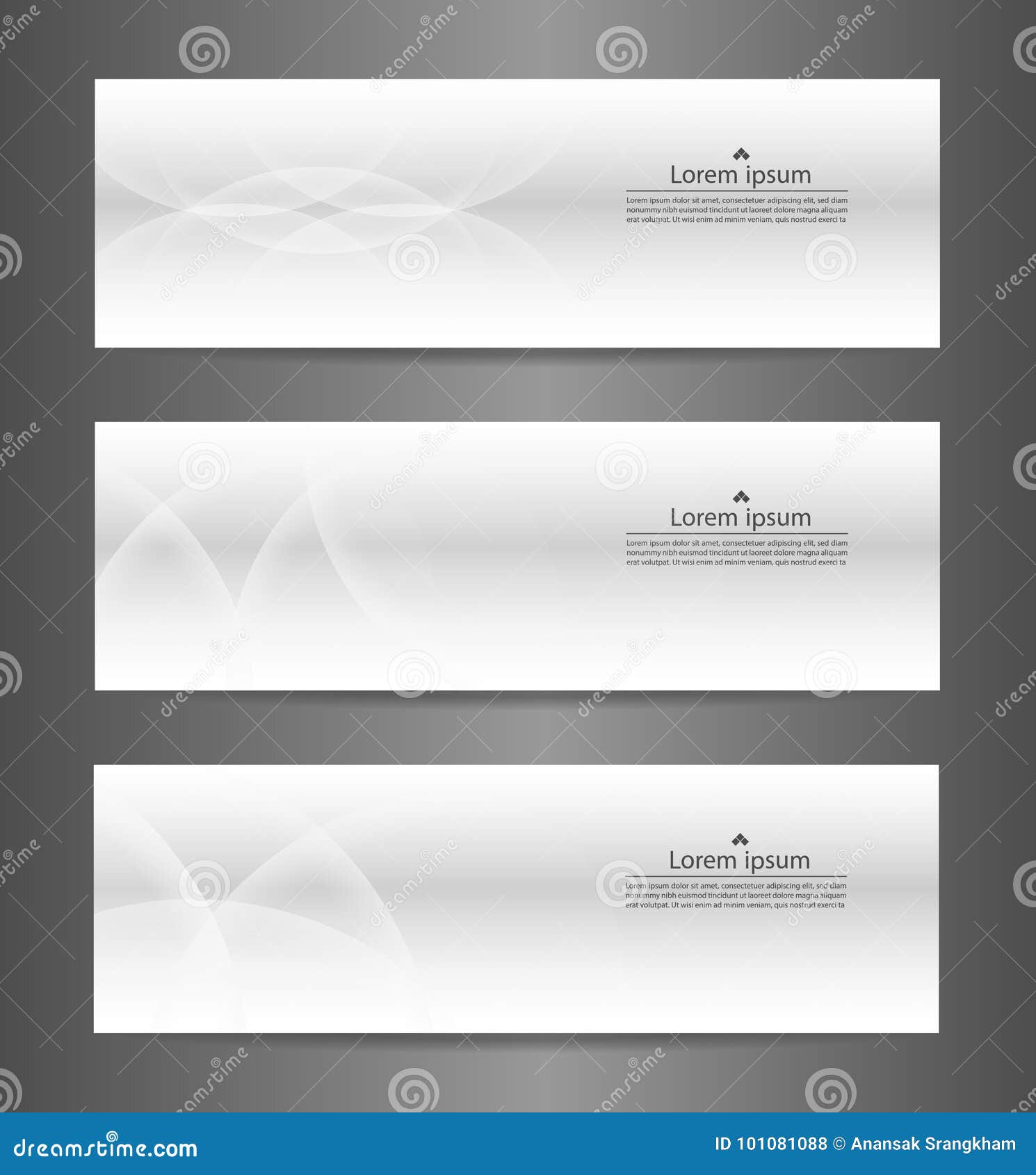 Set Three Gray Abstract Modern Banner Texture. Vector Banner Background ...