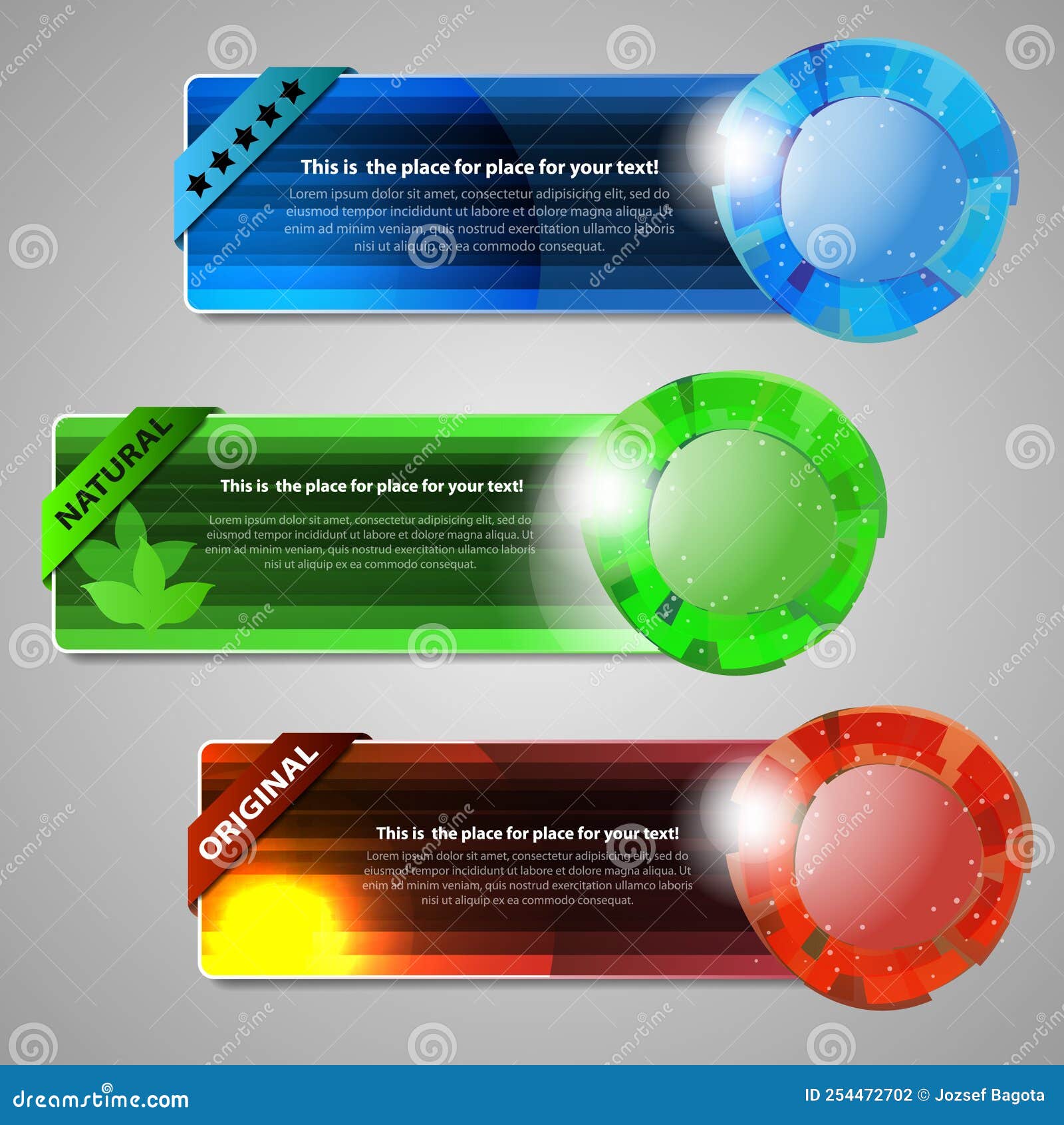 Set of Three Header Designs Stock Vector - Illustration of black, cover ...