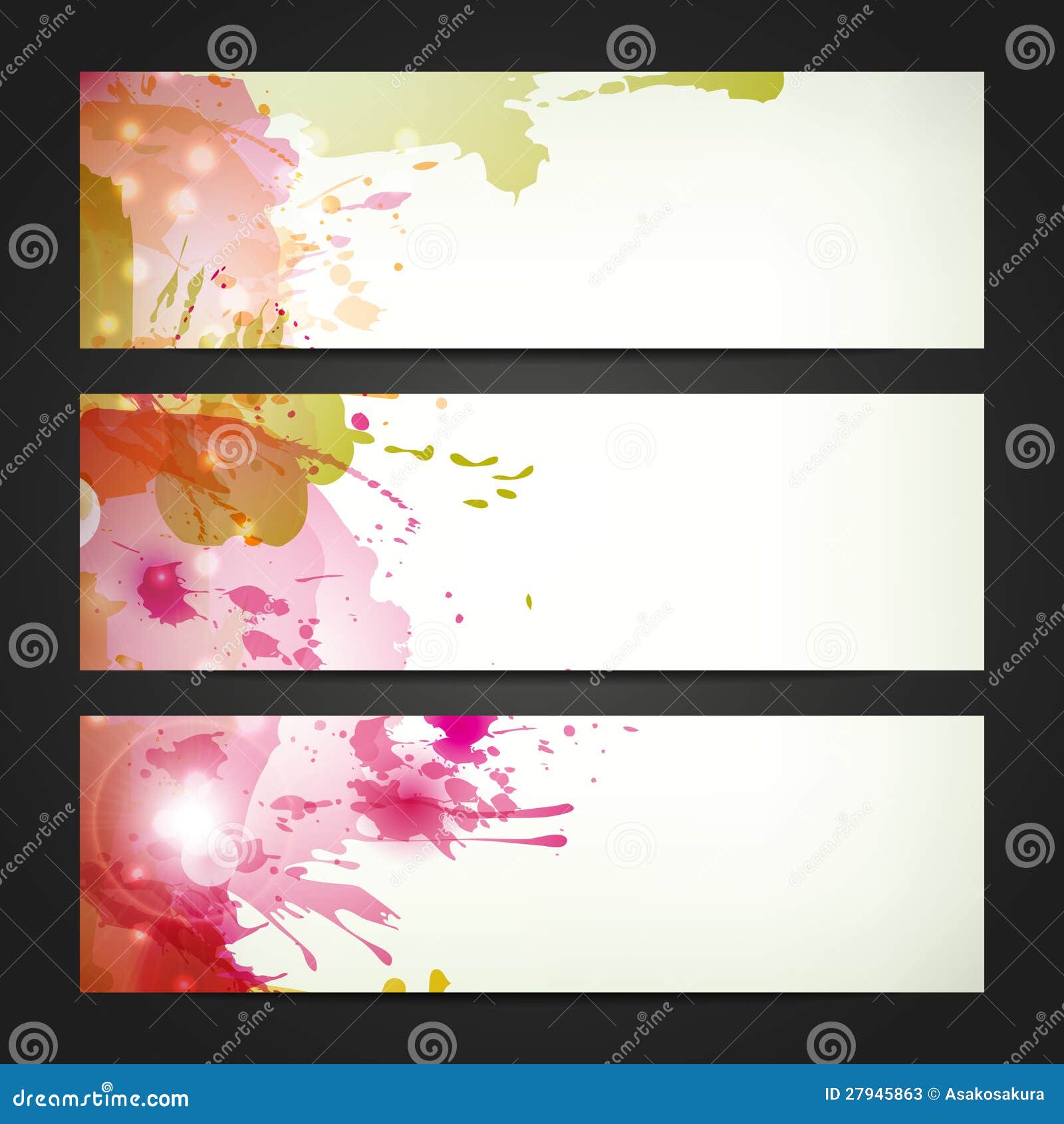 Set of three headers. stock vector. Illustration of artistic - 27945863