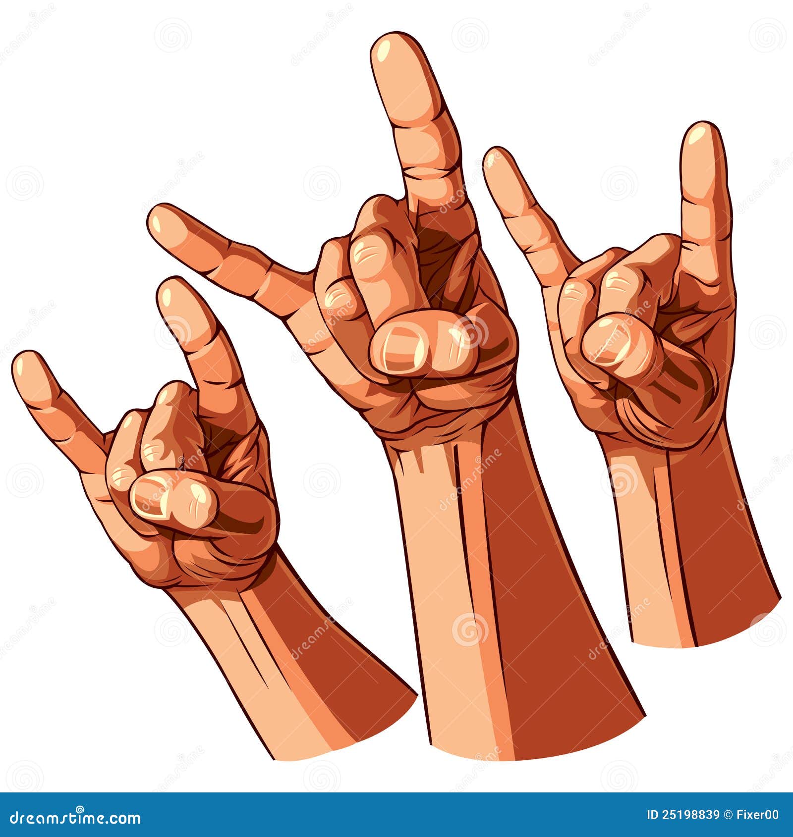 Set of Three Heavy Metal Hands Stock Vector - Illustration of rock ...