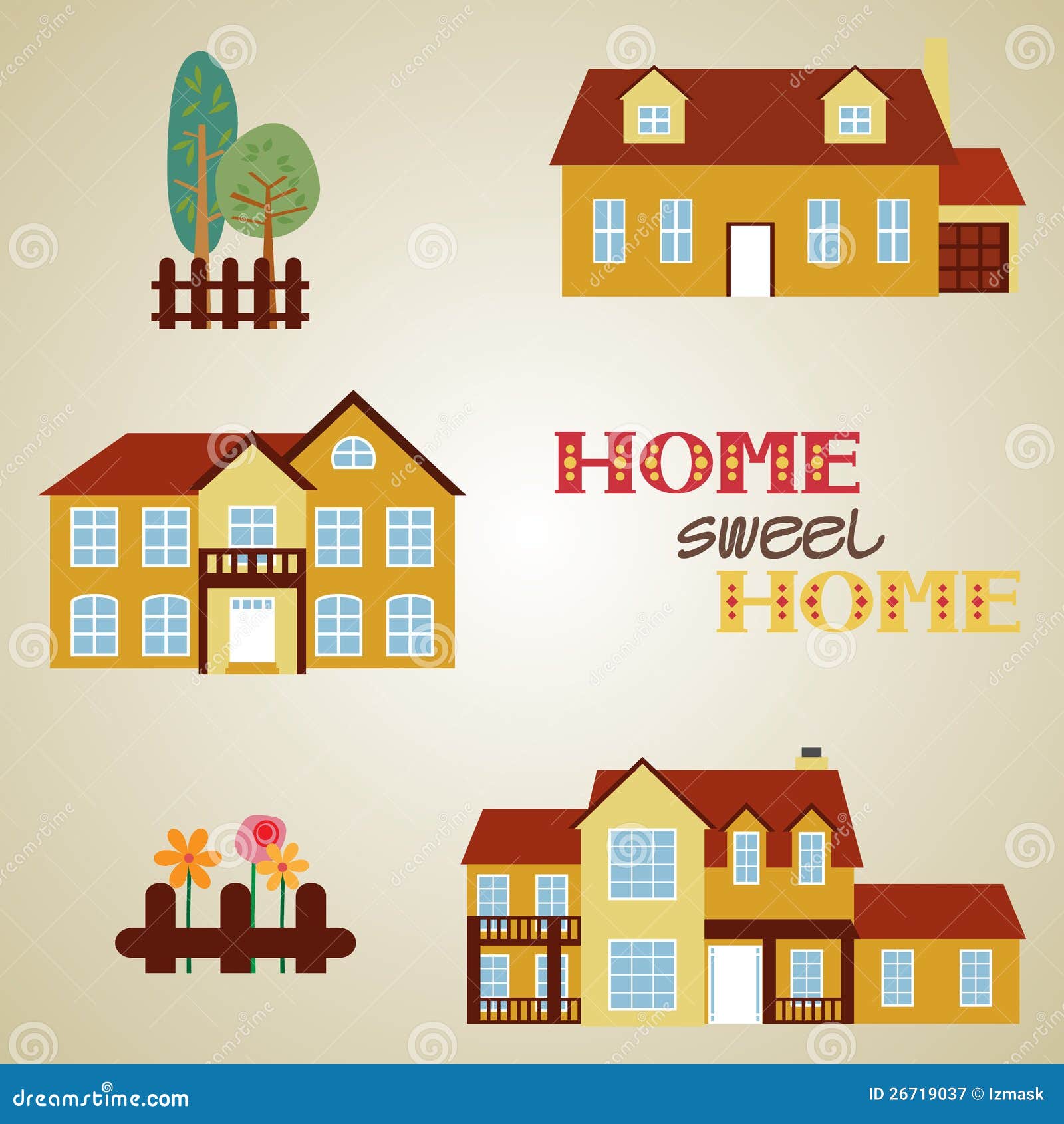 Set of three houses stock vector. Illustration of outdoor - 26719037