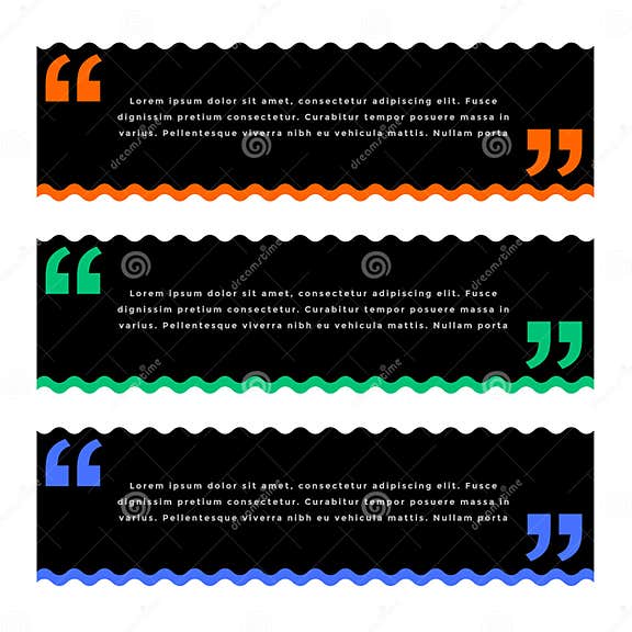 Set of Three Inverted Comma Sign Dark Template Design Stock Vector ...