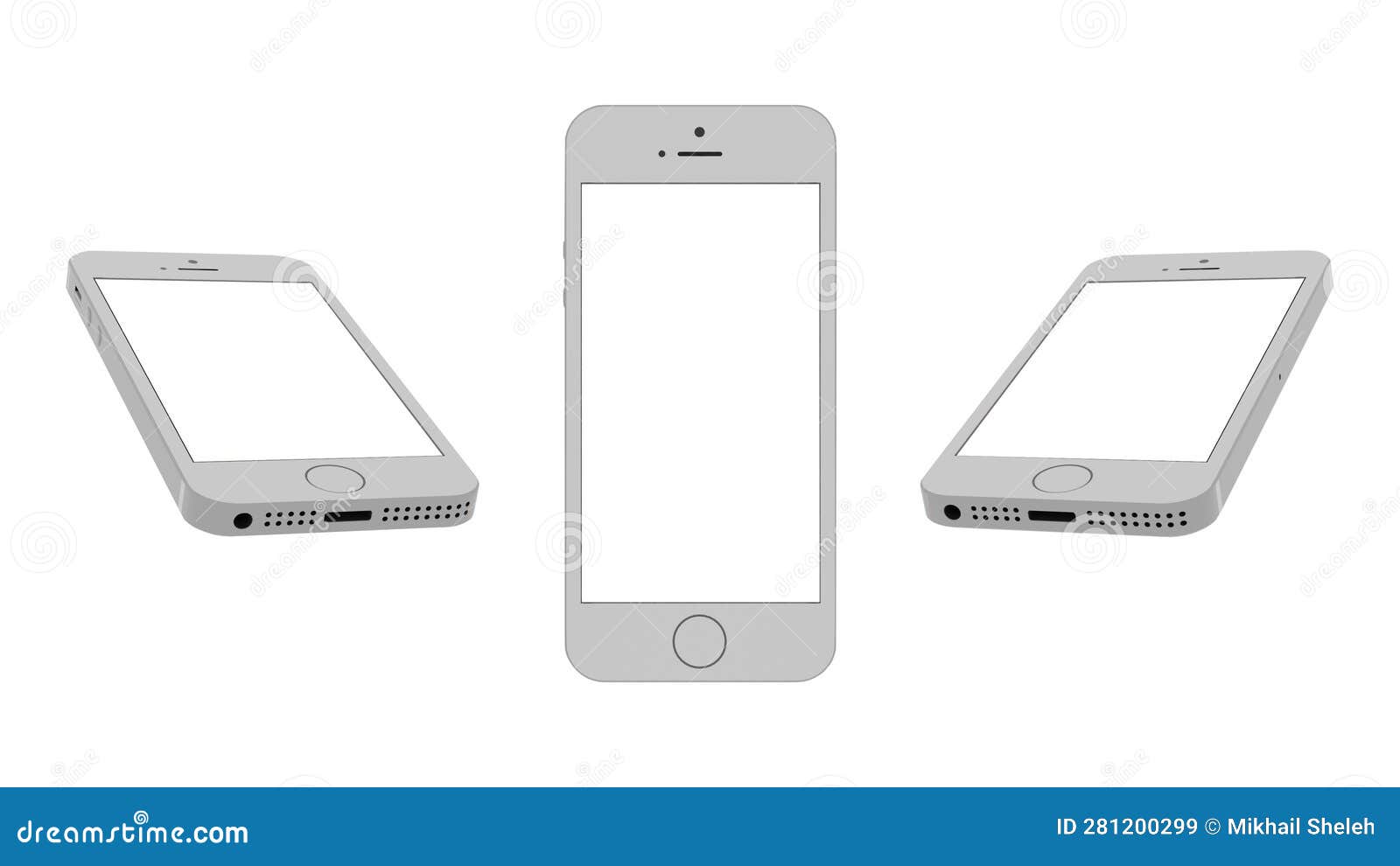 A Set of Three Isolated Images of a Gray Smartphone from Different ...