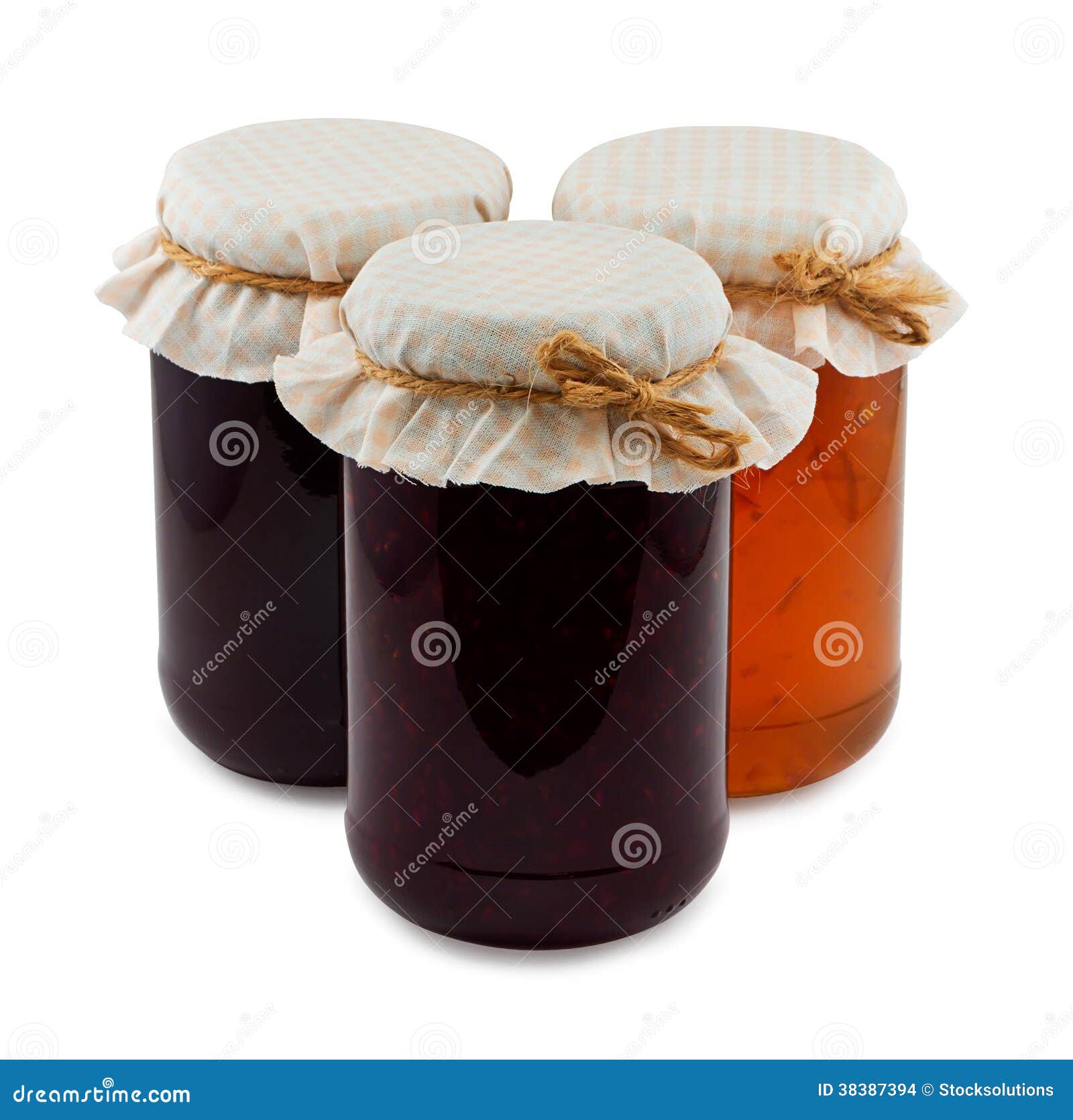 Set of Three Jam Jars Isolated Stock Photo - Image of bake, craft: 38387394