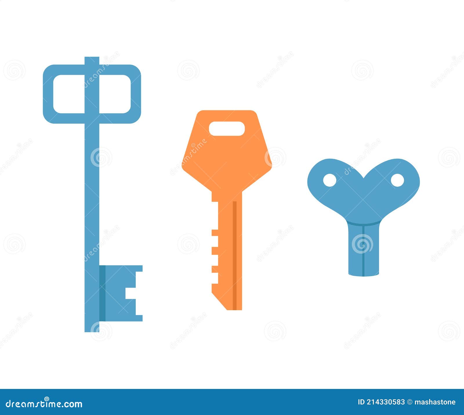 Keys Different Shapes. Set Of Vector Illustrations. | CartoonDealer.com ...