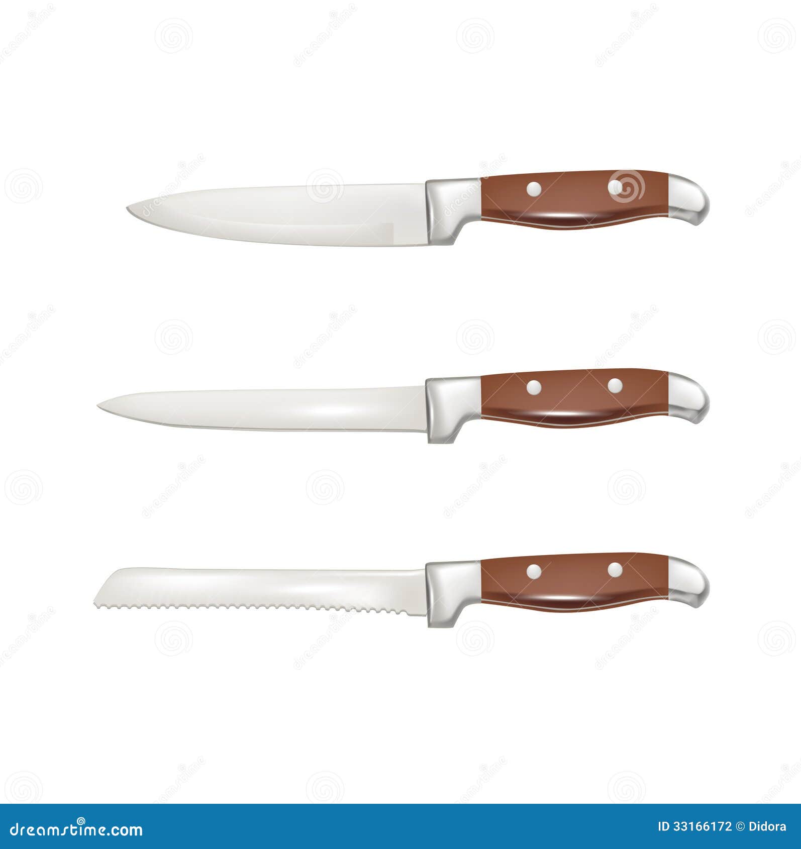 Set of Three Knives Isolated Stock Vector - Illustration of group ...