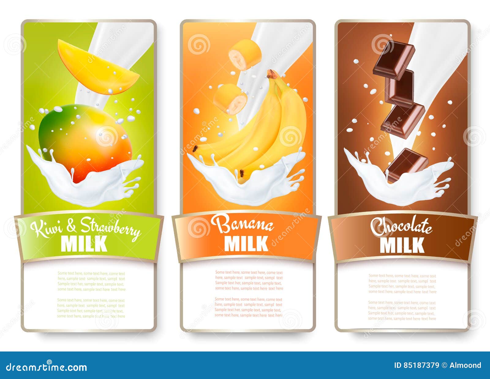 Set Of Labels With Fruit Drink. Fresh Fruits Juice Splashing Together ...