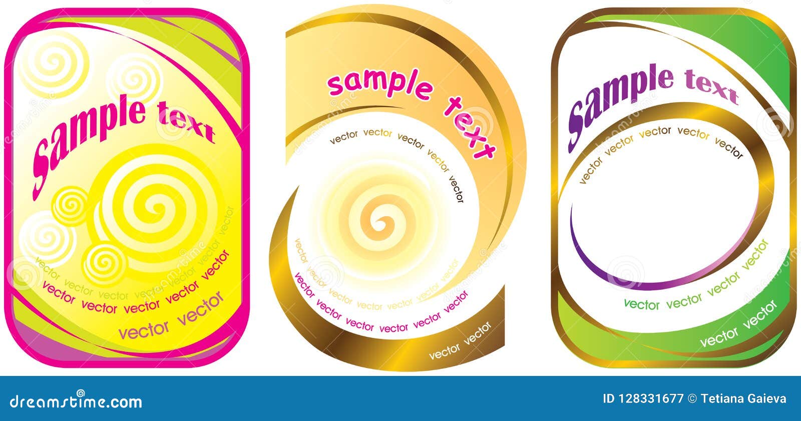 Set of Three Labels with Spiral. Stock Vector - Illustration of frame ...