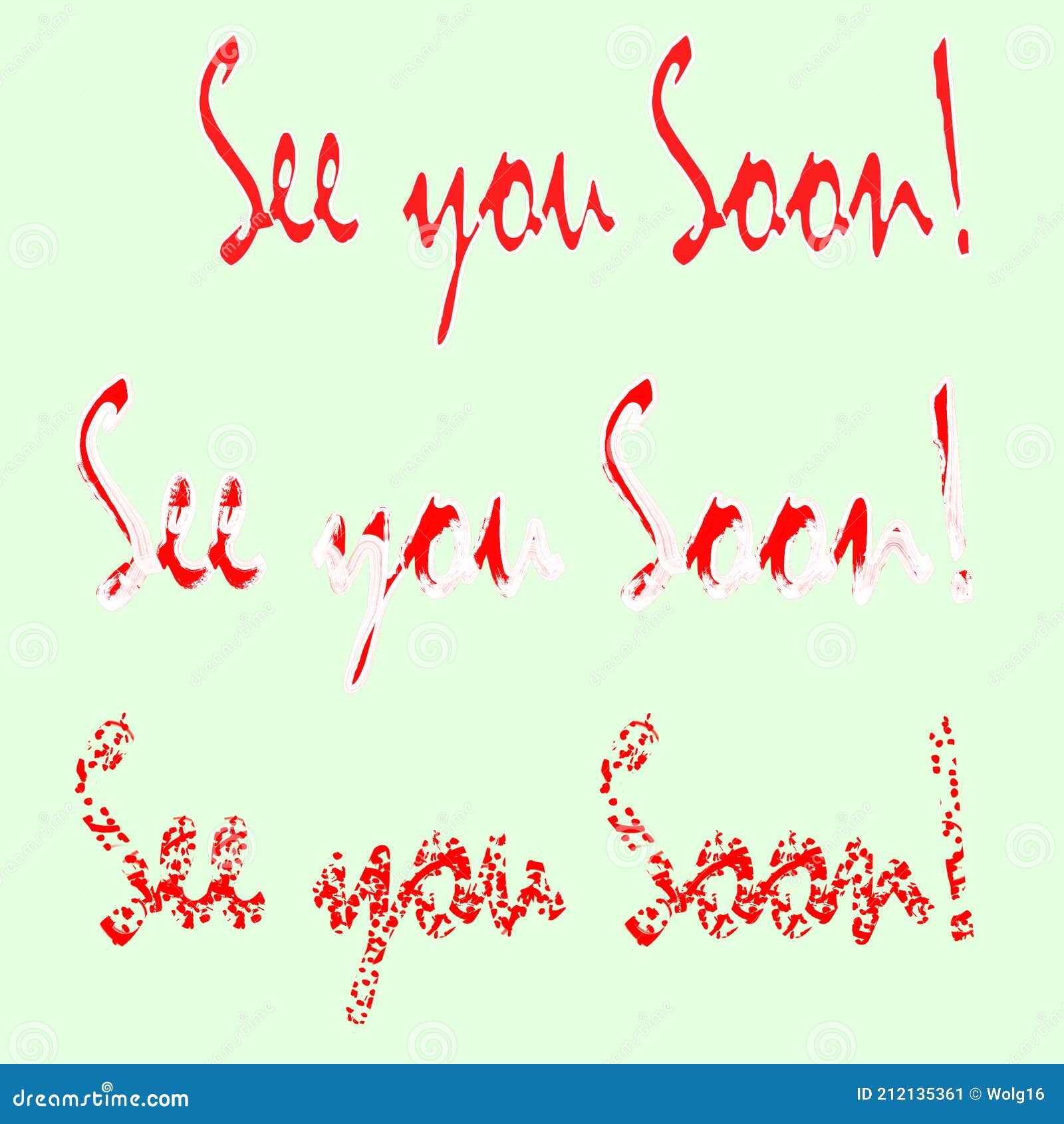 Set of Three Lettering Letters with Abstract Elements in Red on a Light ...