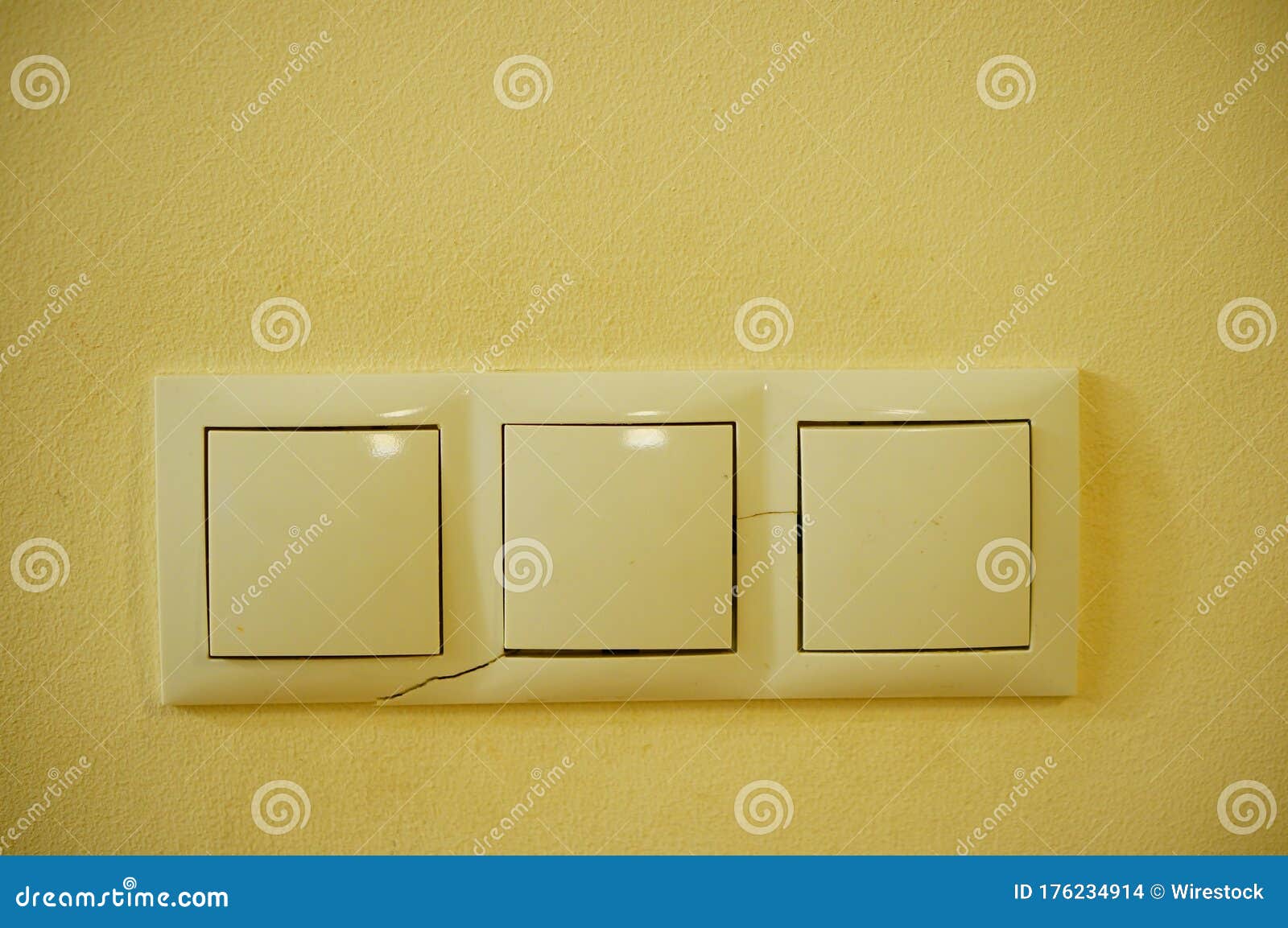 Set of Three Light Switch on the Wall Stock Photo - Image of electrical ...