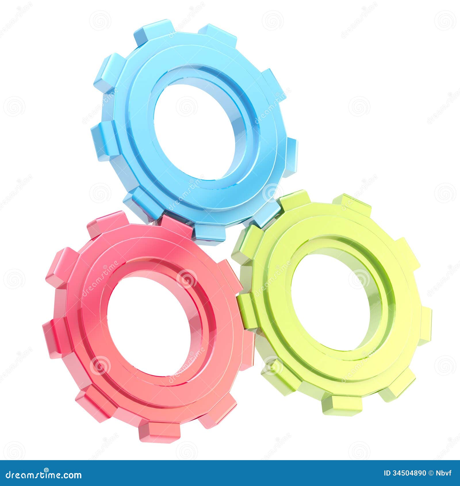 Set of Three Linked Cogwheels Isolated Stock Illustration ...
