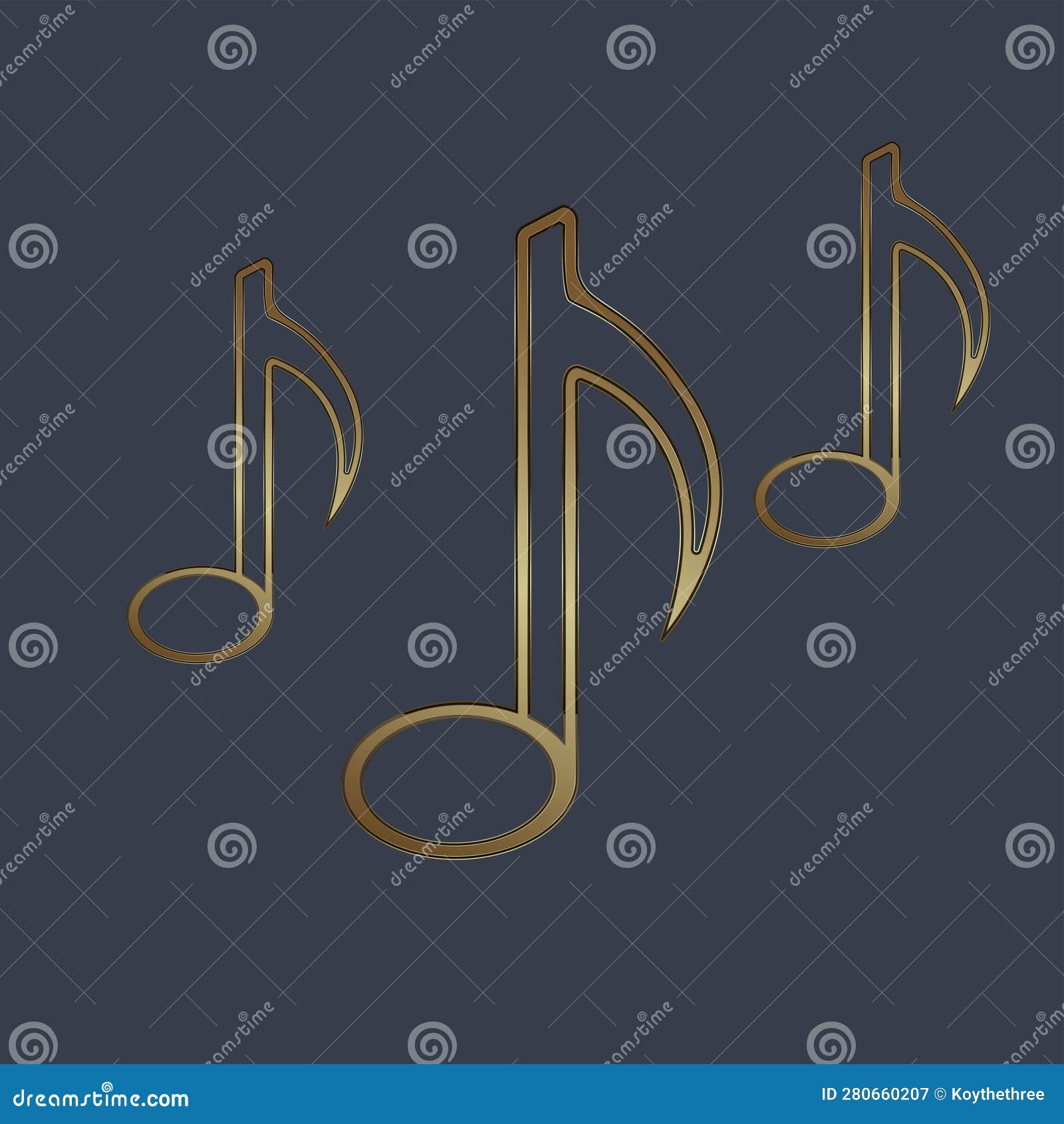 Set of Three Luxury Music Symbol, Icon, Vector Musical Elements Design ...