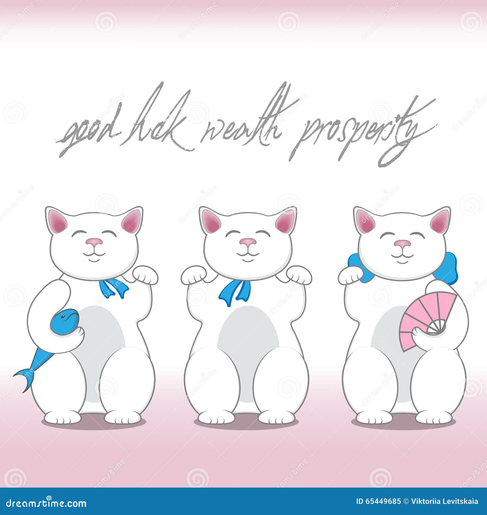 Set Of Three Maneki Neko Cats Cartoon Vector | CartoonDealer.com #65449685