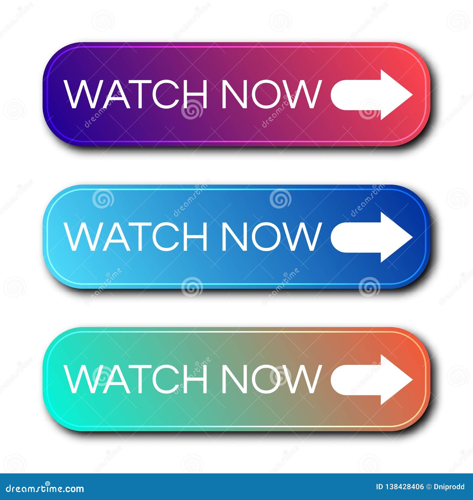 Set of Three Modern Gradient Buttons with Shadows Stock Vector ...