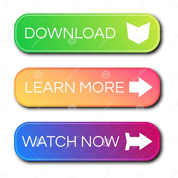 Set of Three Modern Gradient Buttons with Shadows Stock Vector - Illustration of call, graphic ...