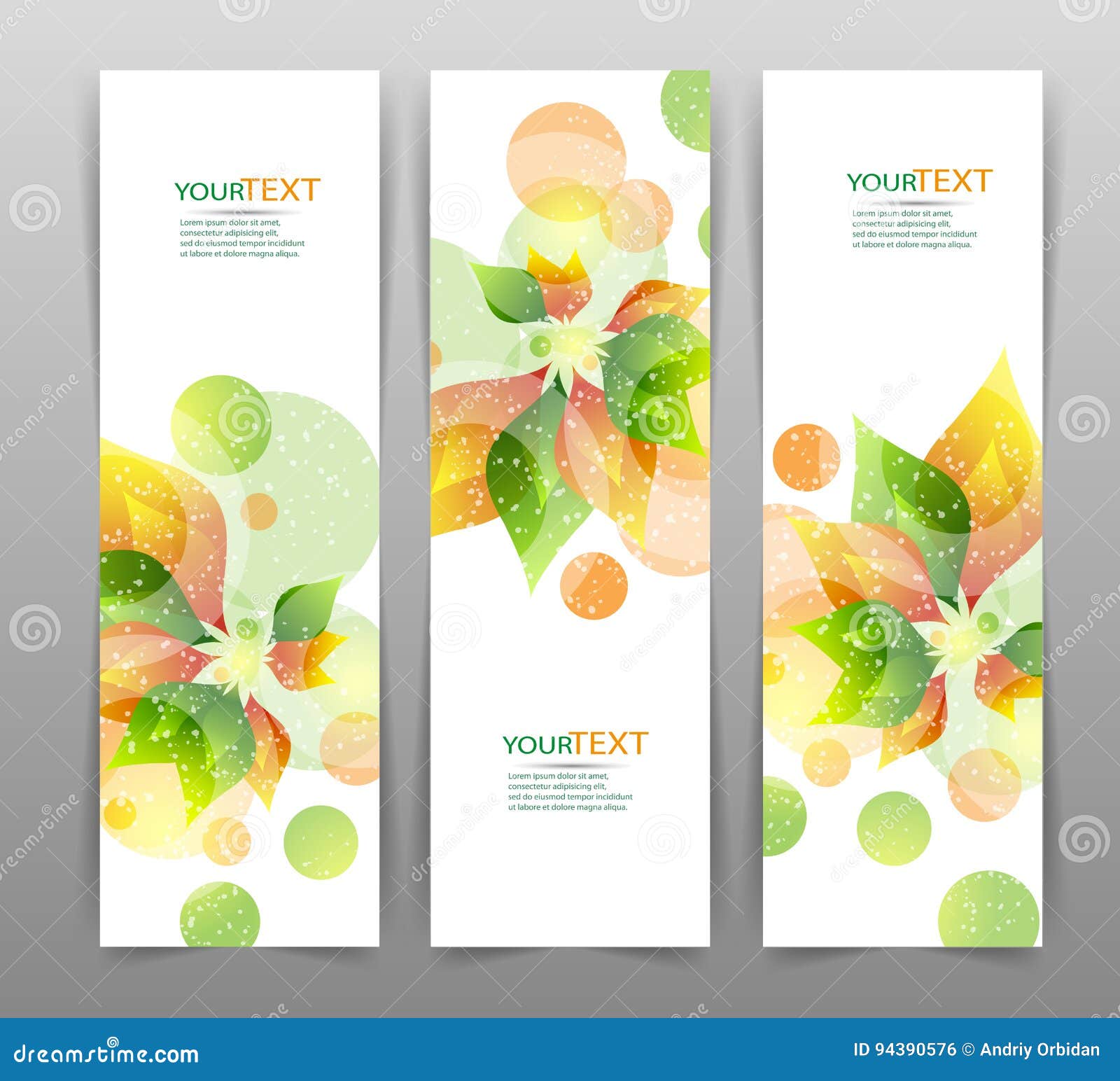 Set of Three Nature Vector Banners with Floral Elements Stock Vector ...