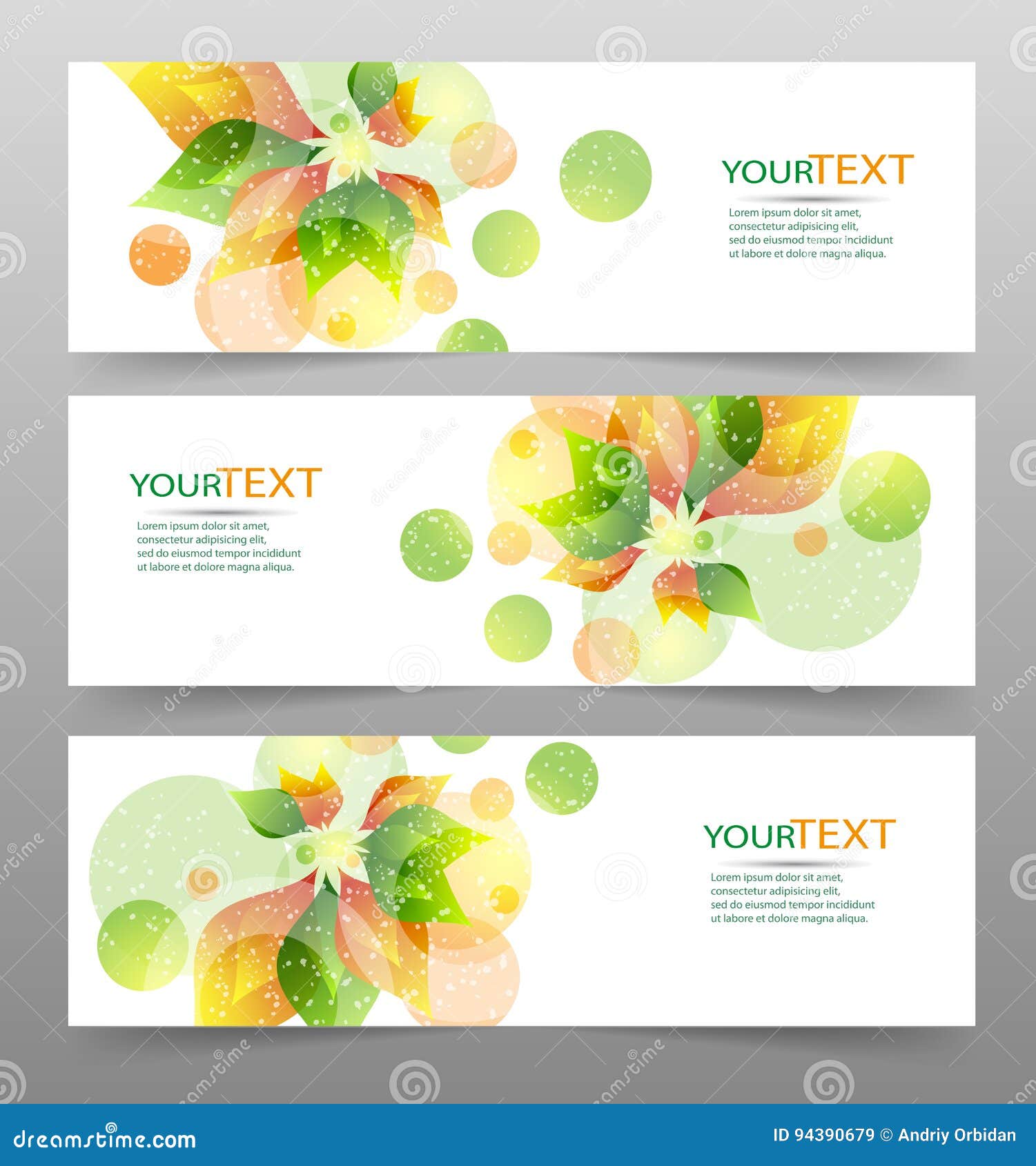 Set of Three Nature Vector Banners with Floral Elements Stock Vector ...