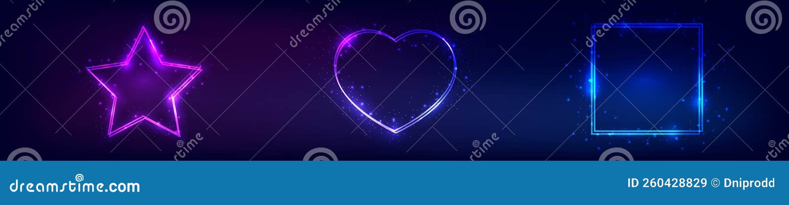 Set of Three Neon Double Frames with Shining Effects Stock Vector ...