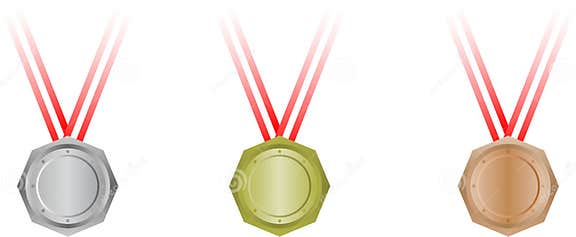 Set of Three Octagonal Medals Stock Vector - Illustration of award ...