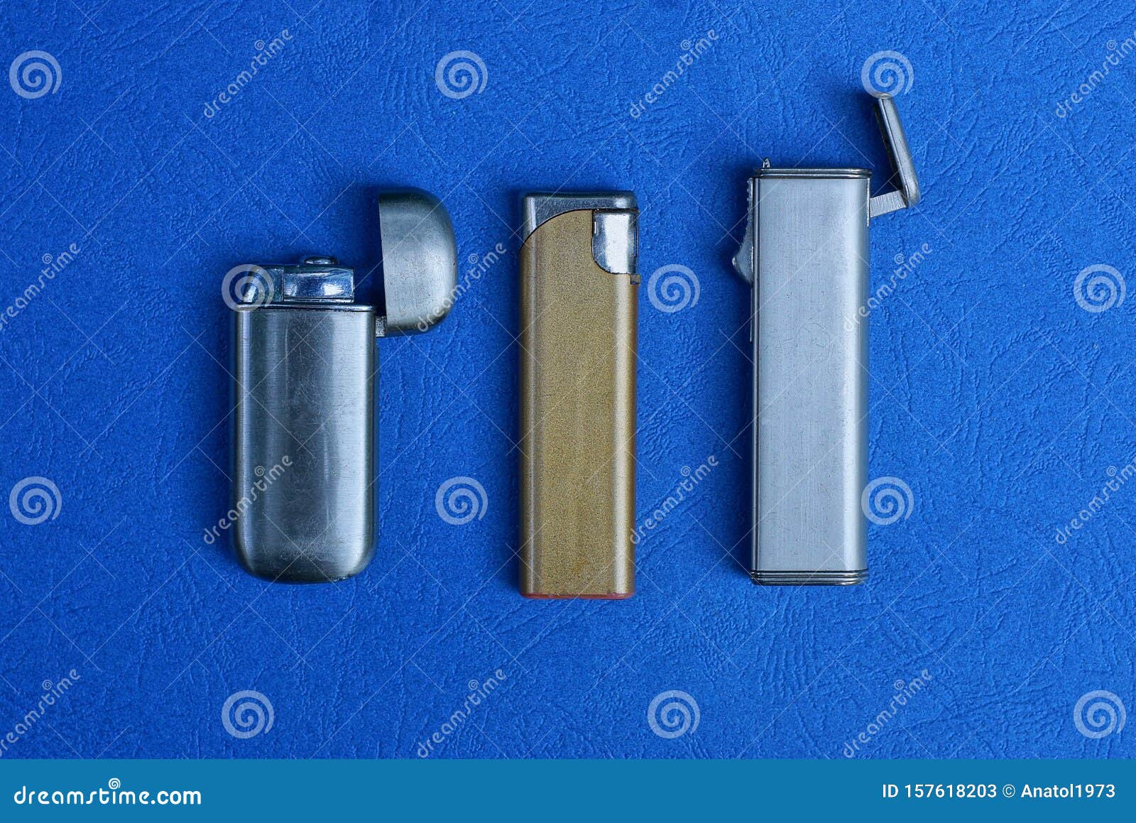 Set of Three Old Metal Lighters Stock Image - Image of addiction, fire ...
