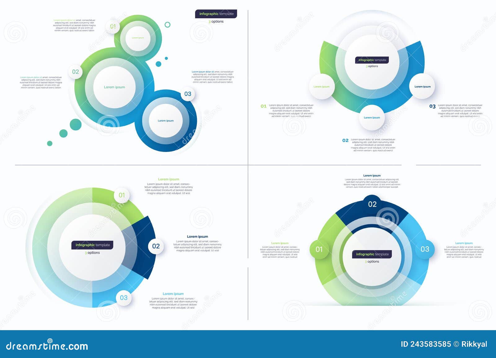 Set of Three Option Circle Infographic Design Templates. Vector ...